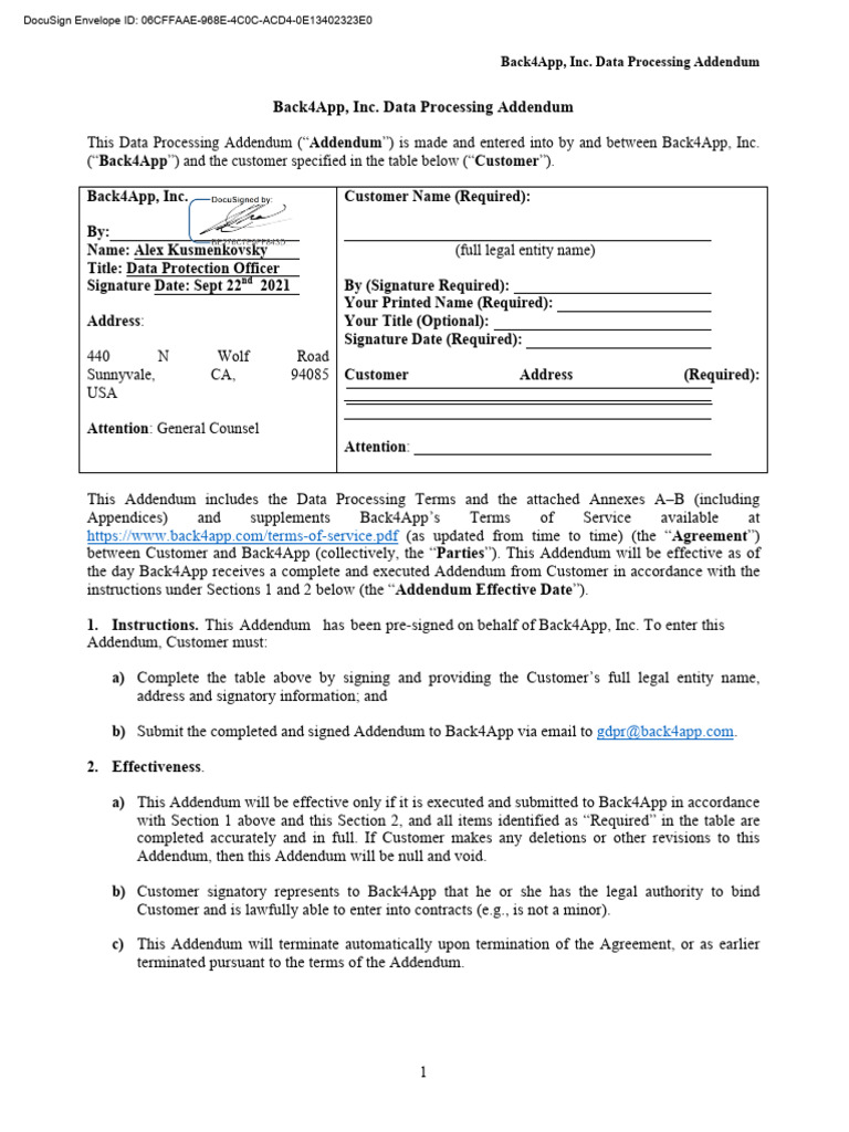 Data Processing Addendum | PDF | Information Security | Justice