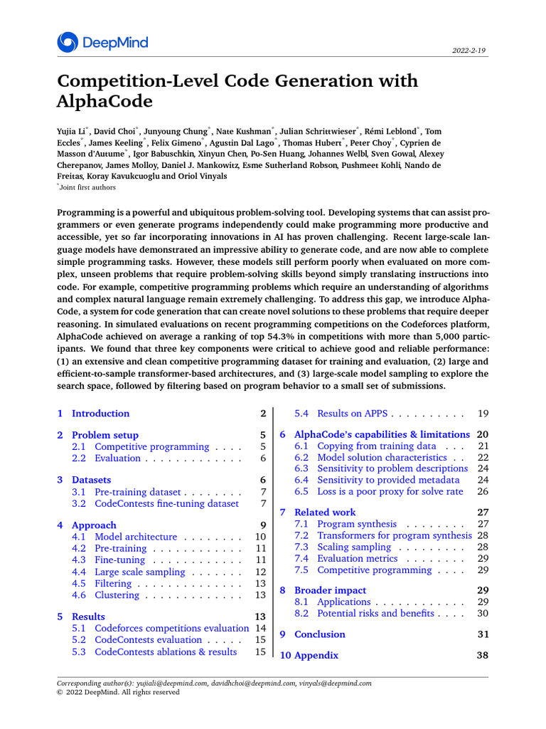 Competition Level Code Generation With Alphacode | PDF | Computer ...