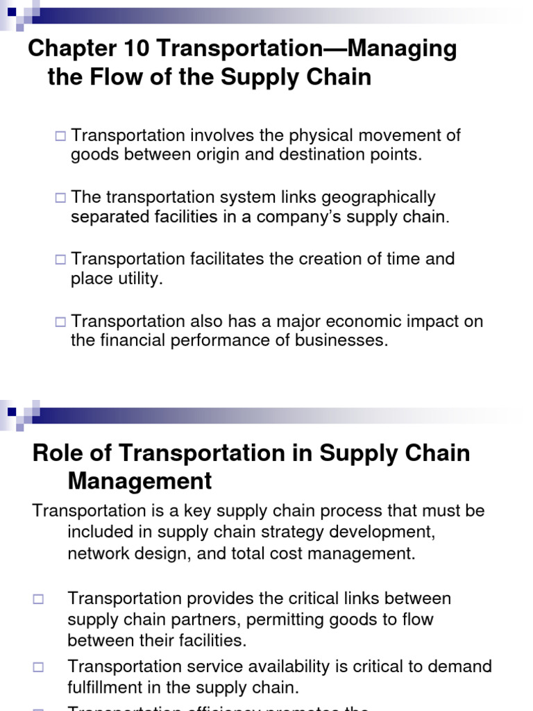 Chapter 10 Transportation Managing The Flow of The Supply Chain | PDF ...