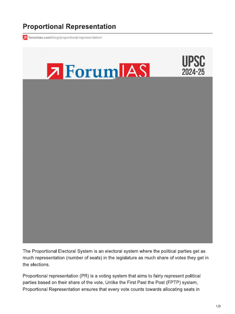 Proportional Representation in Election | PDF