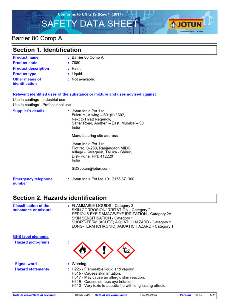 Barrier 80 Part A | PDF | Toxicity | First Aid