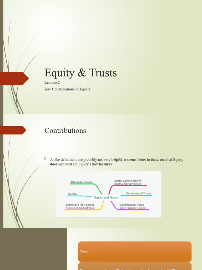 Equity Lecture 2 Pdf Trust Law English Trust Law