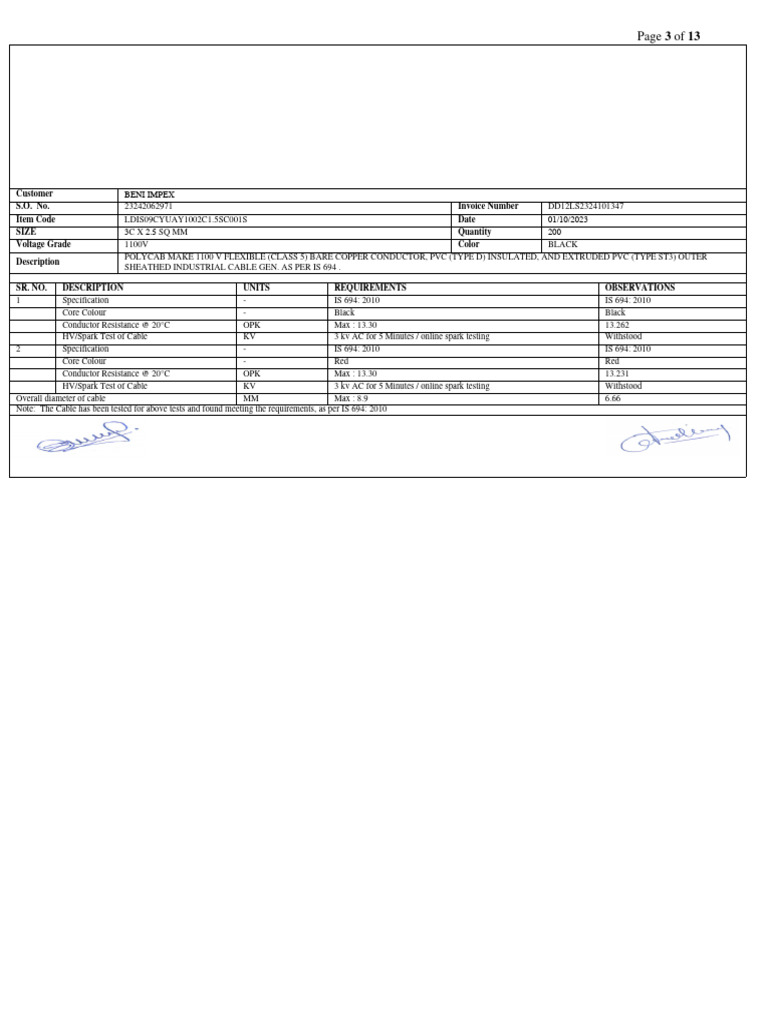 Polucab 2.5 SQ MM3 Core 11 | PDF | Technology & Engineering