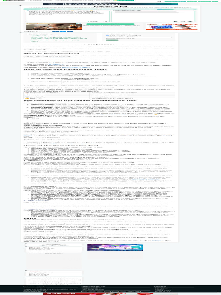 Paraphrasing Tool - AI-Based Sentence Rephraser | PDF | Plagiarism ...