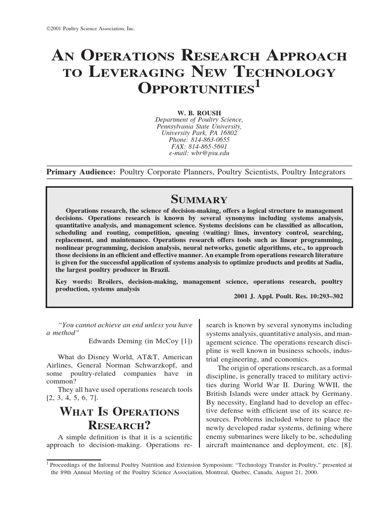 An Operations Research Approach To Leveraging New Technology ...