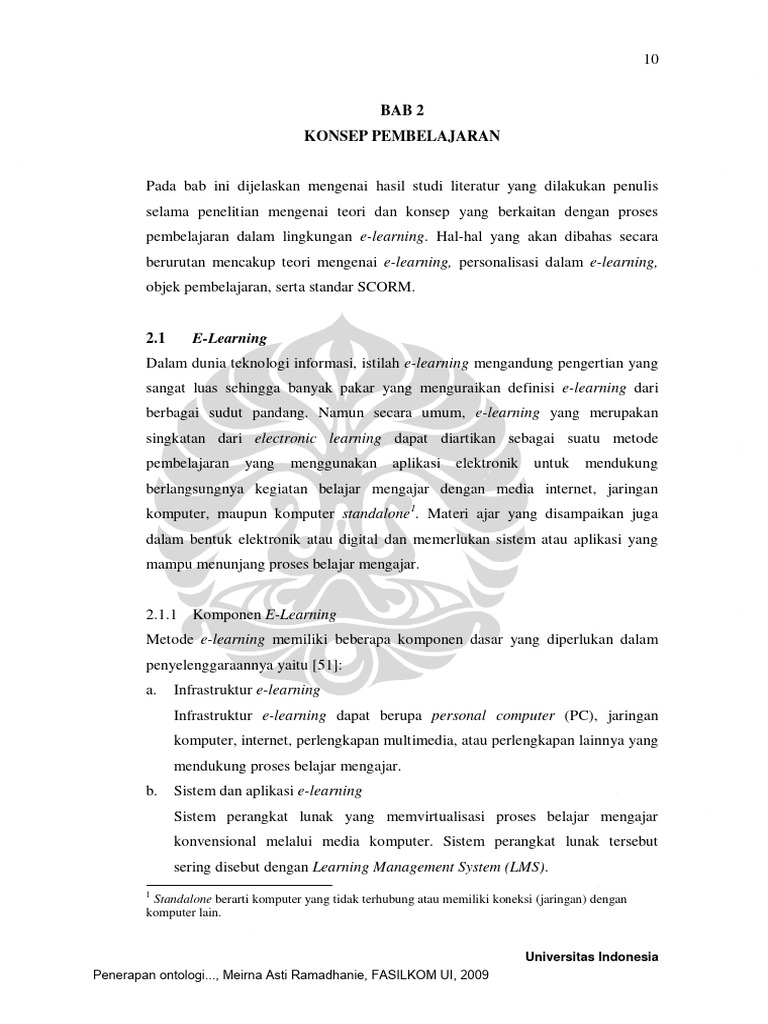 Bab 2 Konsep Pembelajaran: E-Learning | PDF