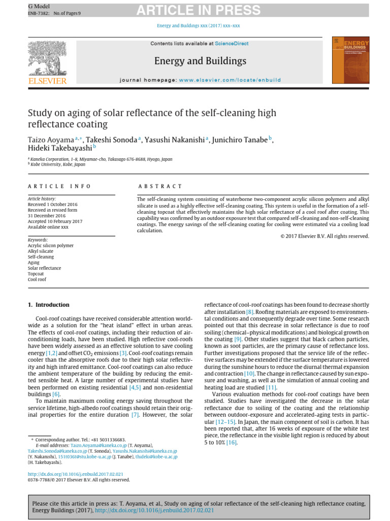 Study On Aging of Solar Reflectance of The Self-Cleaning High ...
