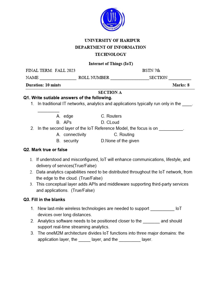 Iot Final Paper Pdf Internet Of Things Computer Network