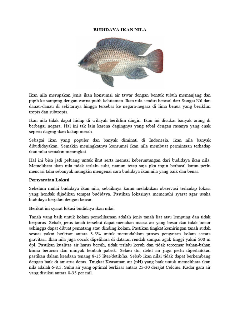 Budidaya Ikan Nila | PDF
