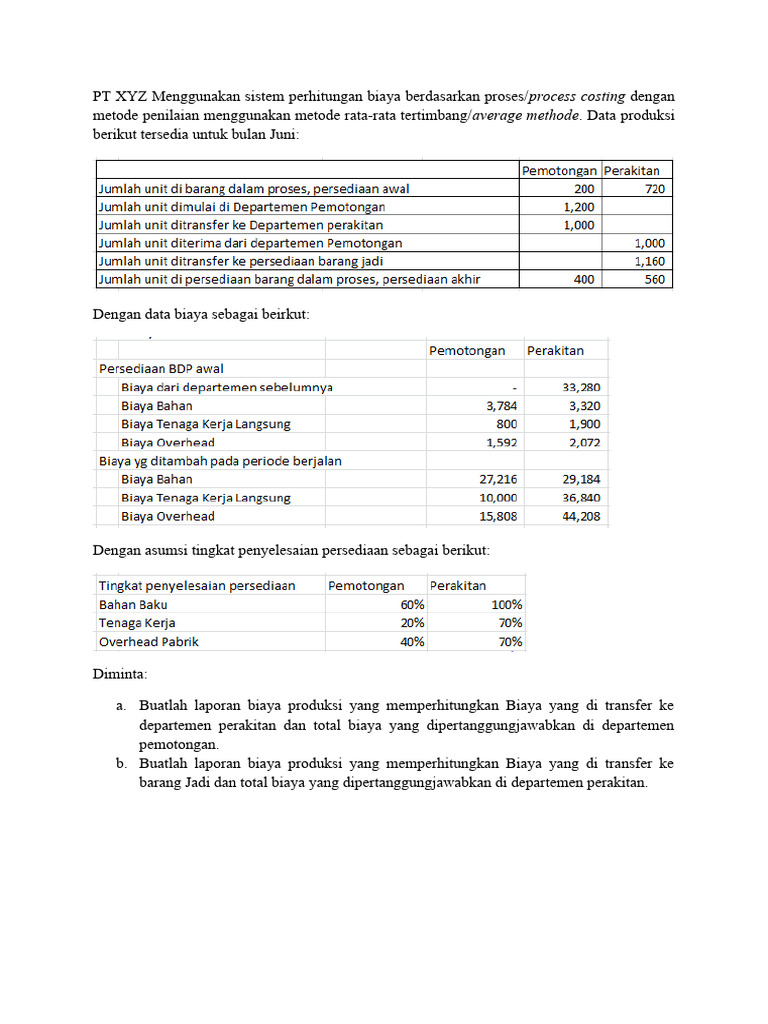 Latihan Soal BAB 6 Process Costing | PDF