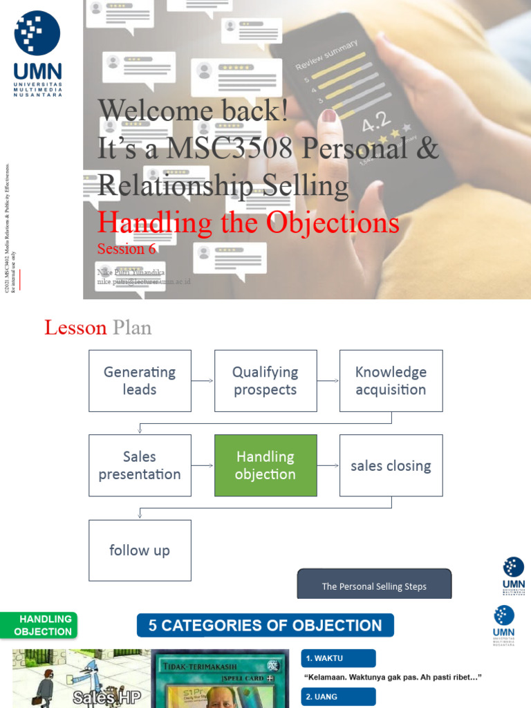 Materi MSC3508 M 06 Handling The Objection | PDF | Sales | Business Process