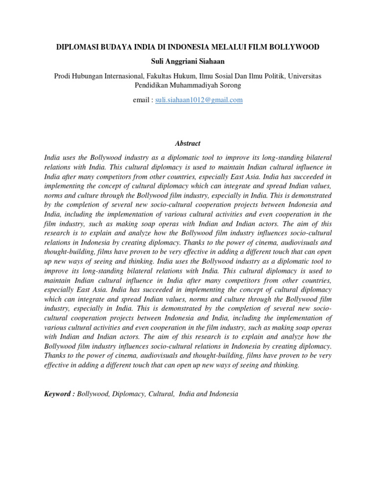 Bollywood's Cultural Impact in Indonesia | PDF | Global Politics | Diplomacy
