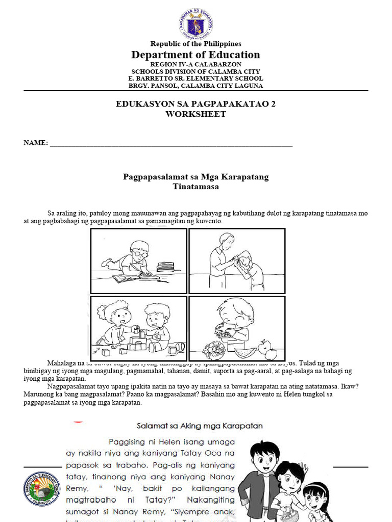 Esp Worksheet | PDF