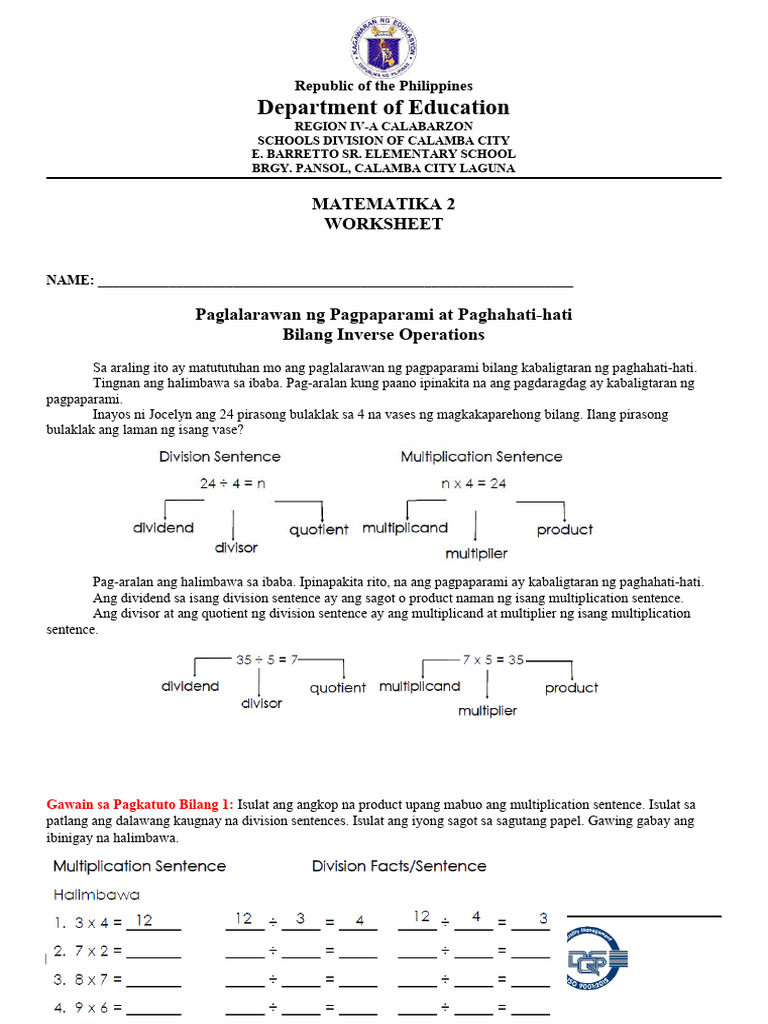 Math Worksheet | PDF