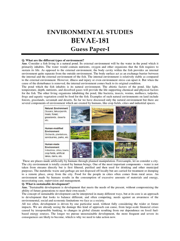Bevae 181 Guess Paper | PDF | Sustainability | Carbon Cycle