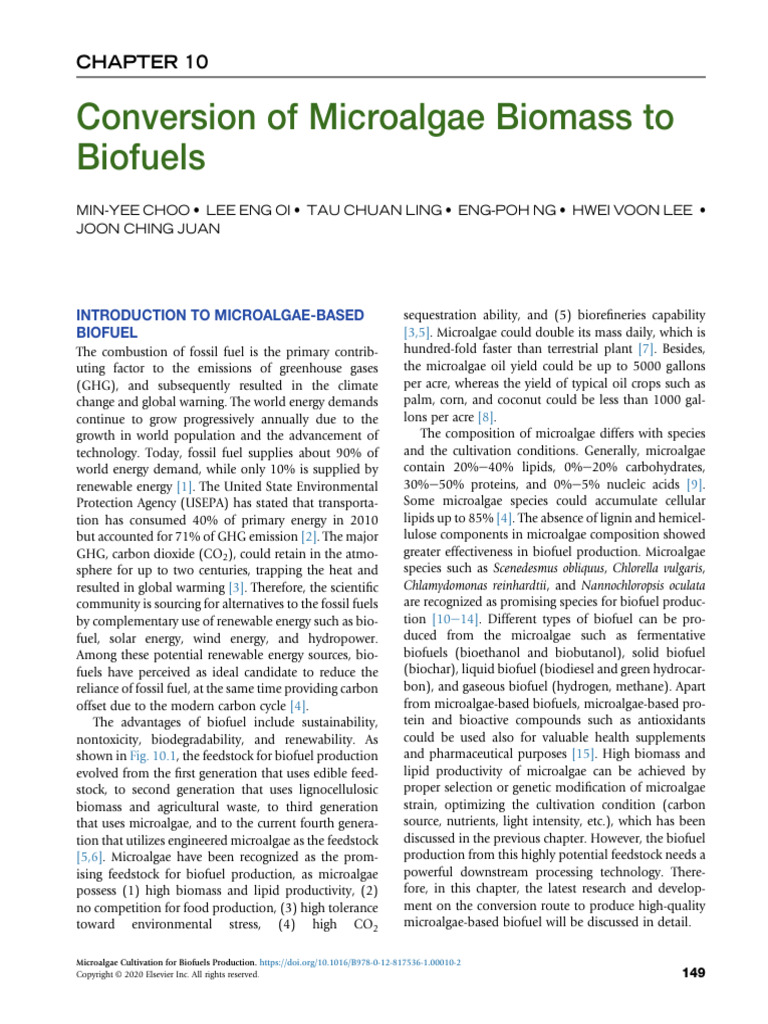 Coversion of Microalgae Biomass To Biofuels | PDF | Biofuel | Gasification