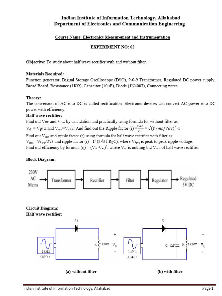 EMI Manual Practical 2 | PDF | Rectifier | Electrical Engineering