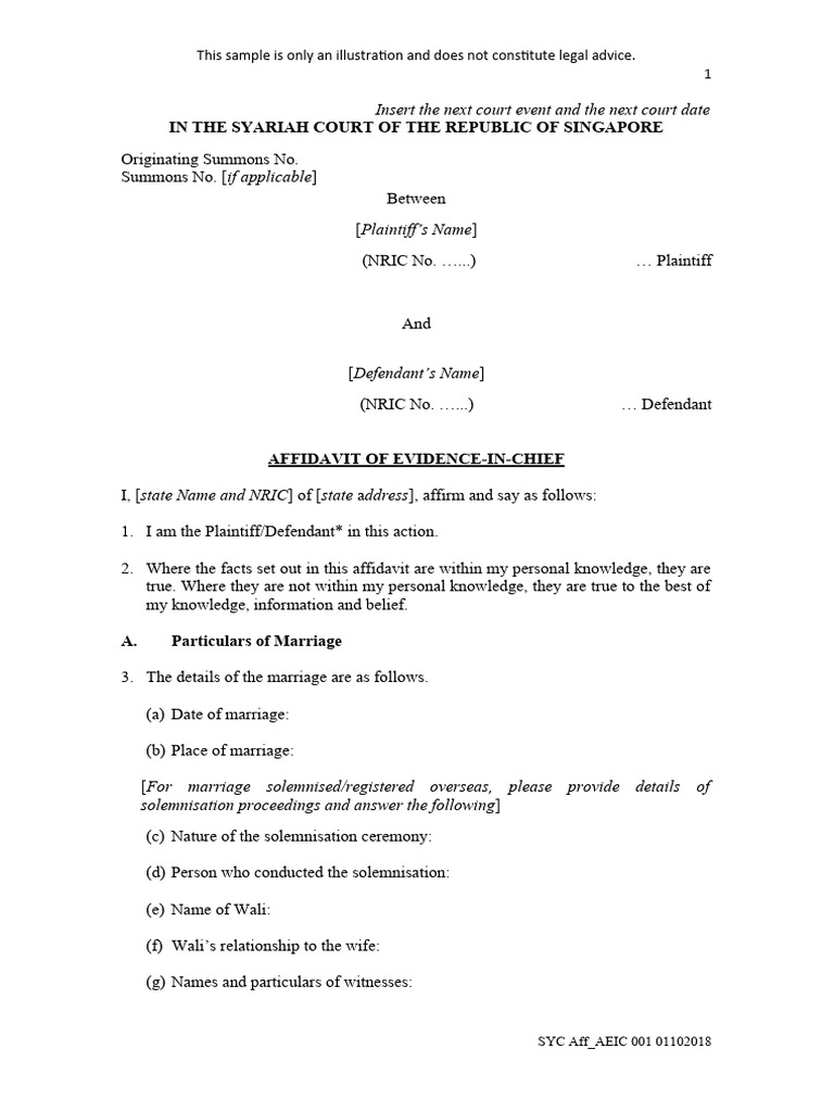 Affidavit of Evidence-in-Chief Sample | PDF | Self Employment | Small ...