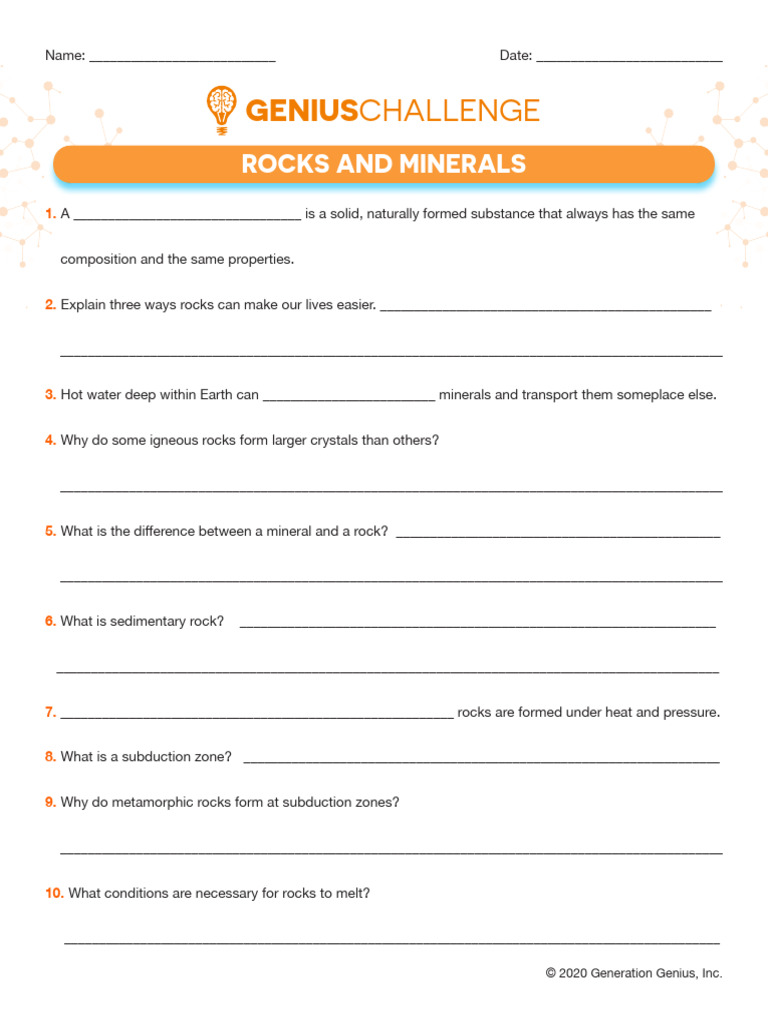 GG Rocks Minerals Quiz | PDF