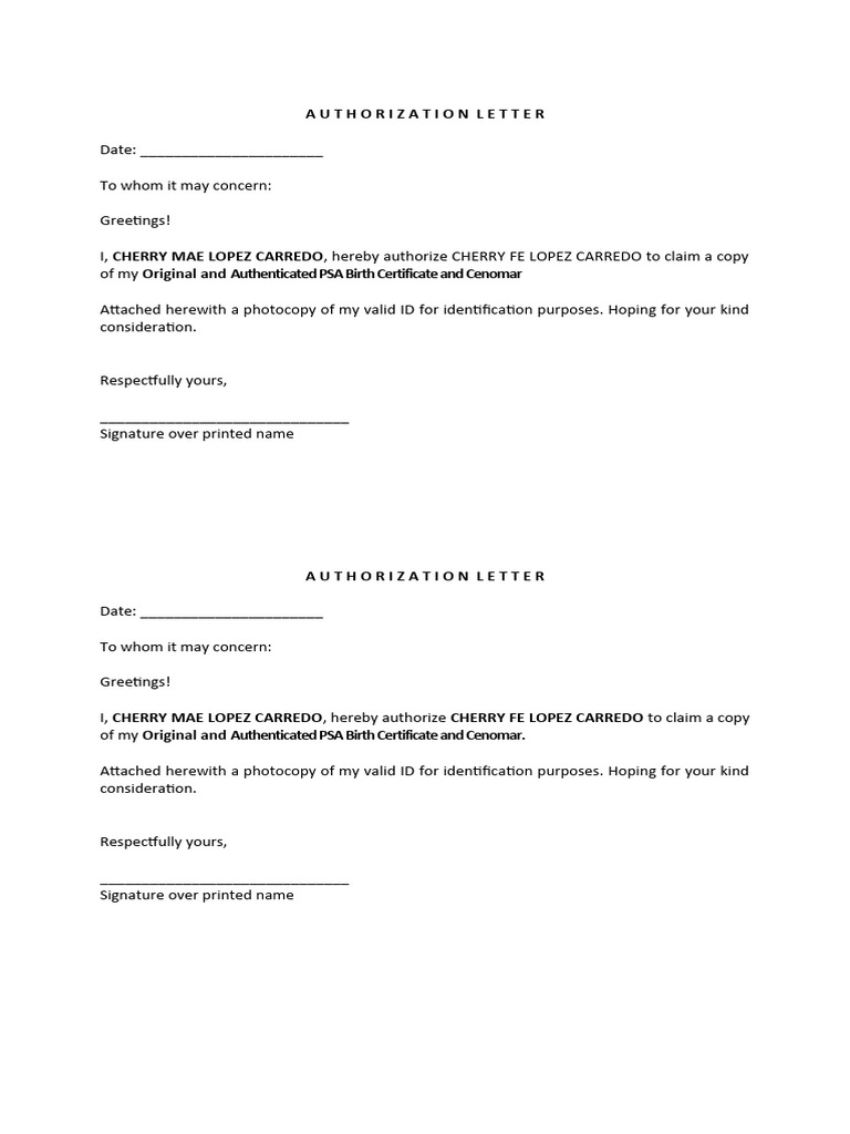 Authorization Letter Pdf Computer Access Control Surveillance