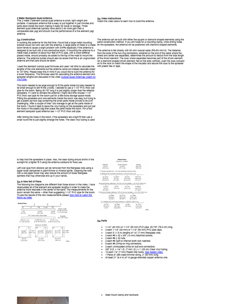 2 Meter Backpack Quad Antenna | PDF | Antenna (Radio) | Coaxial Cable