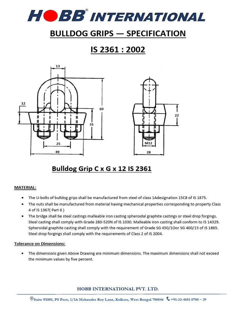 Bull Dog Clamp - Specification | PDF | Screw | Steel