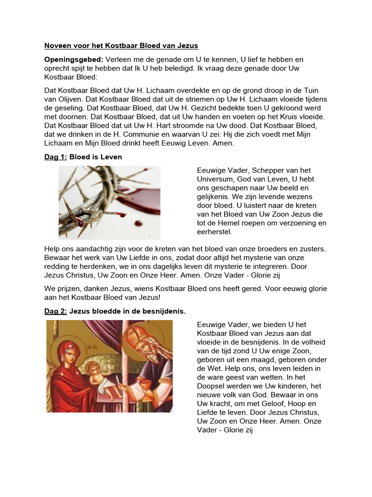 Noveen Voor Het Kostbaar Bloed Van Jezus | PDF