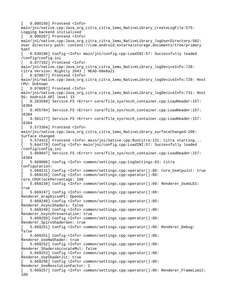 Citra Log | PDF | Software Engineering | System Software