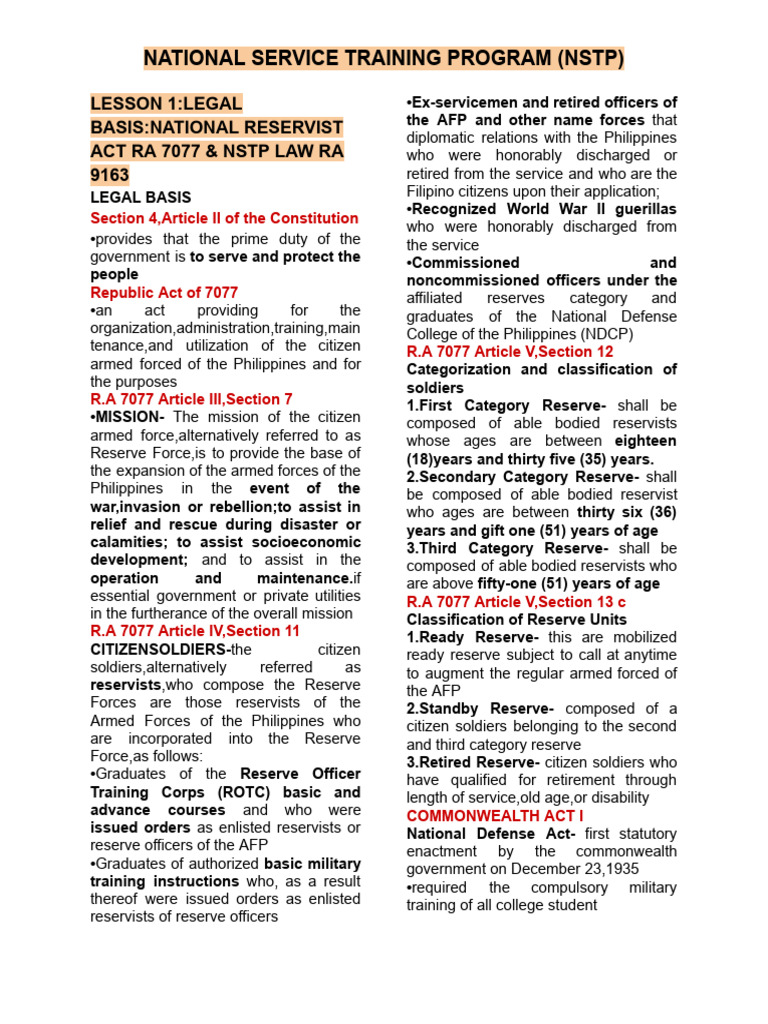 NSTP Lesson 1 2 | PDF | Military | National Security