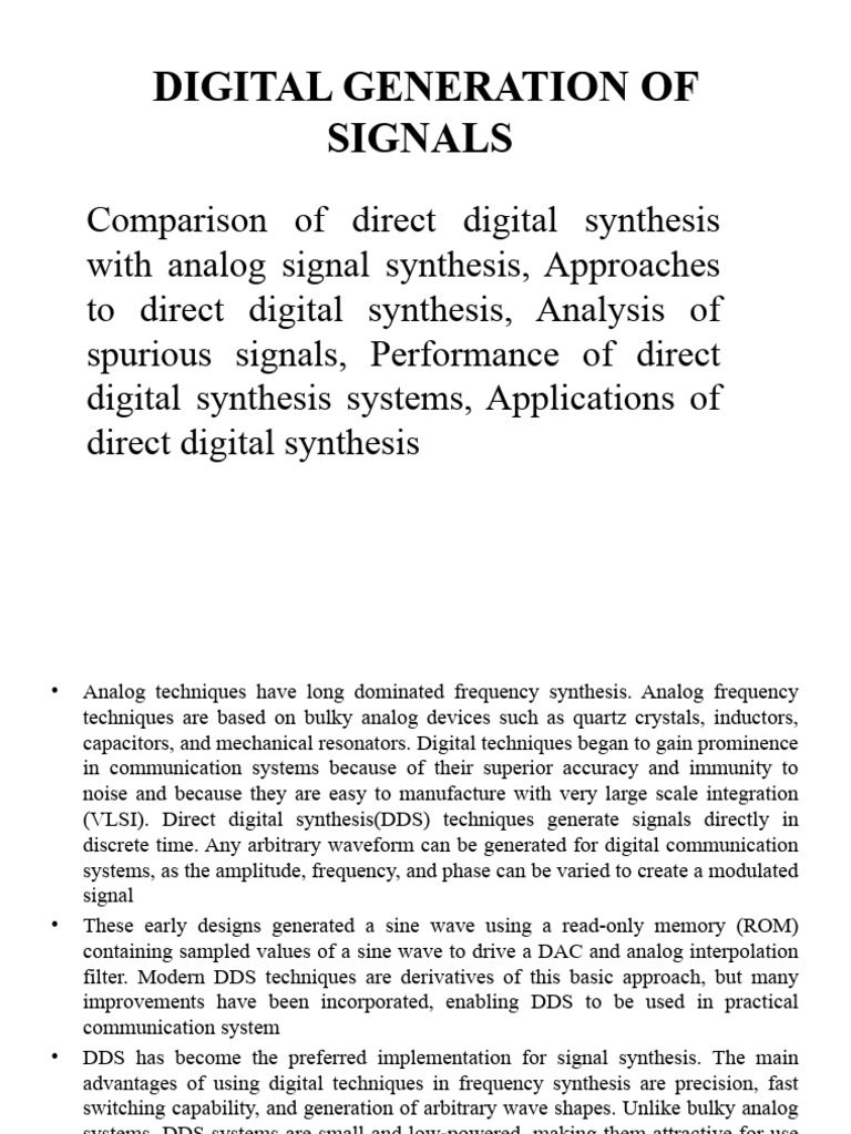 Digital Generation of Signals | PDF | Analogue Electronics ...