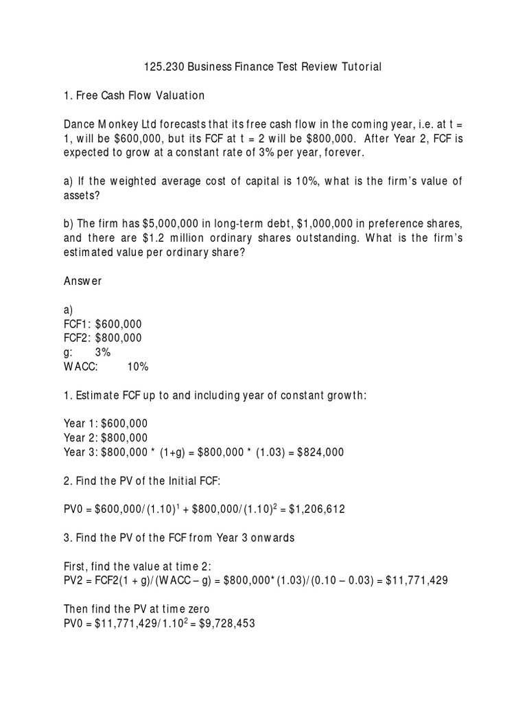 Business Finance Test Review Class - Questions Answers | PDF | Bonds ...