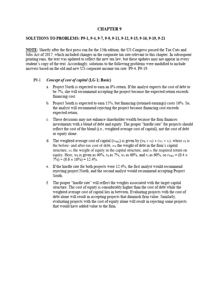 Week 05 - CH 9 Solutions To Selected End of Chapter Problems | PDF | Cost Of Capital | Capital ...