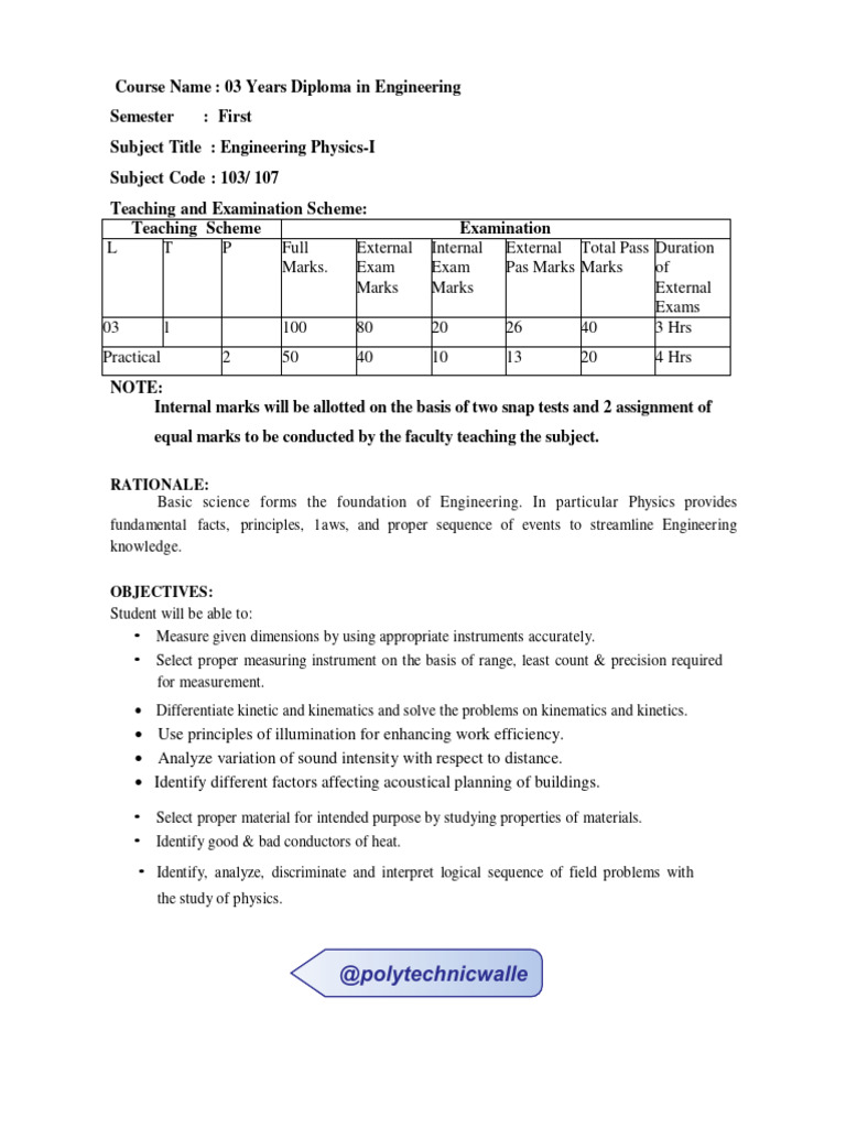 Engineering Physics-I Syllabus Sem 1 | PDF | Viscosity | Acceleration