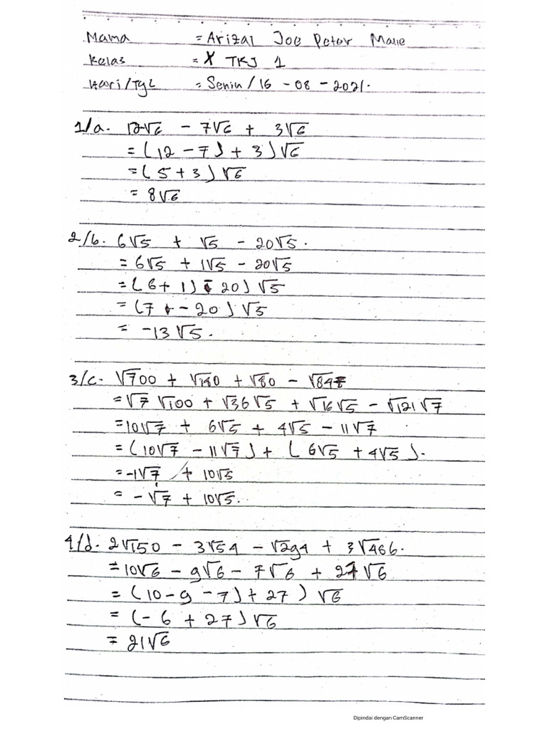 Tugas MTK Bentuk Akar-Arizal JP Malle | PDF
