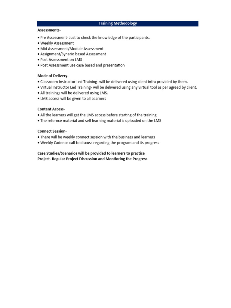 SAP Training Methodology Overview | PDF | Data Warehouse | Data Management