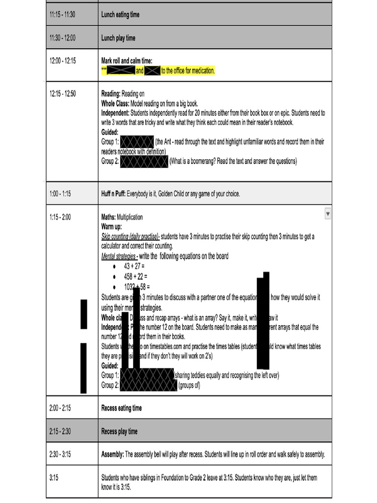 Maths Daily Routine in CRT Plan | PDF