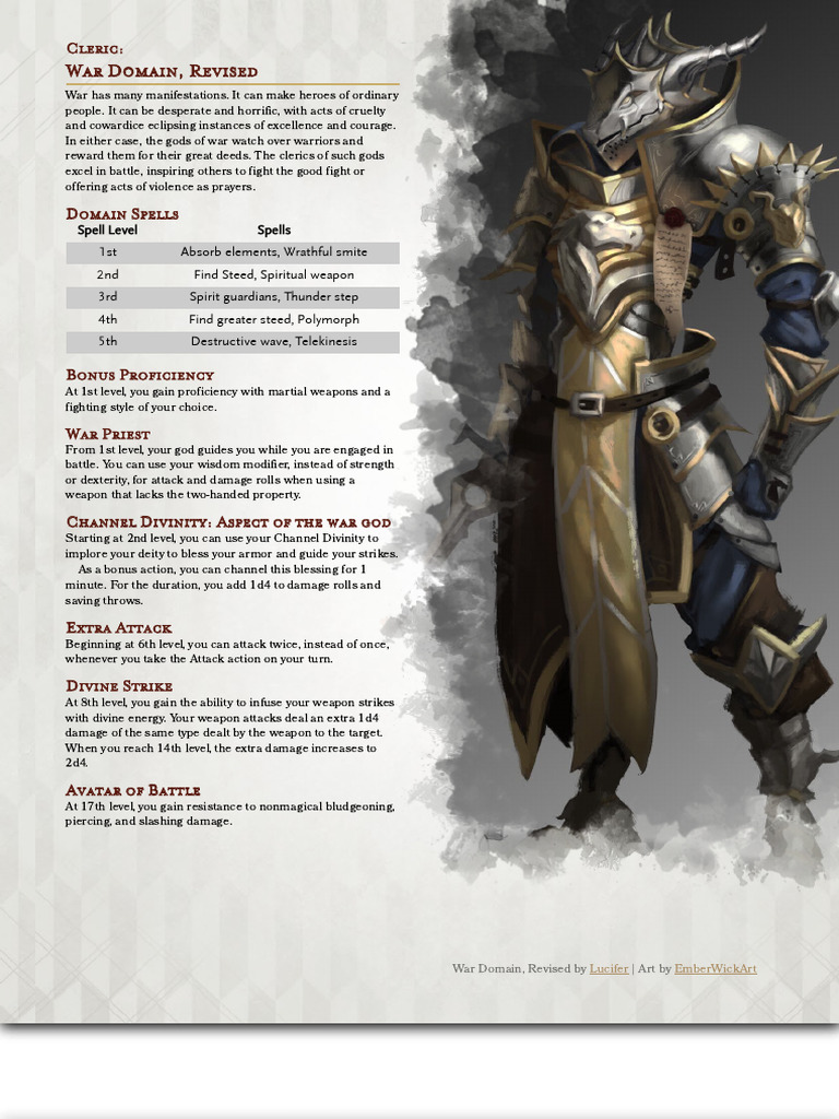 Cleric - War Domain, Revised - GM Binder | PDF