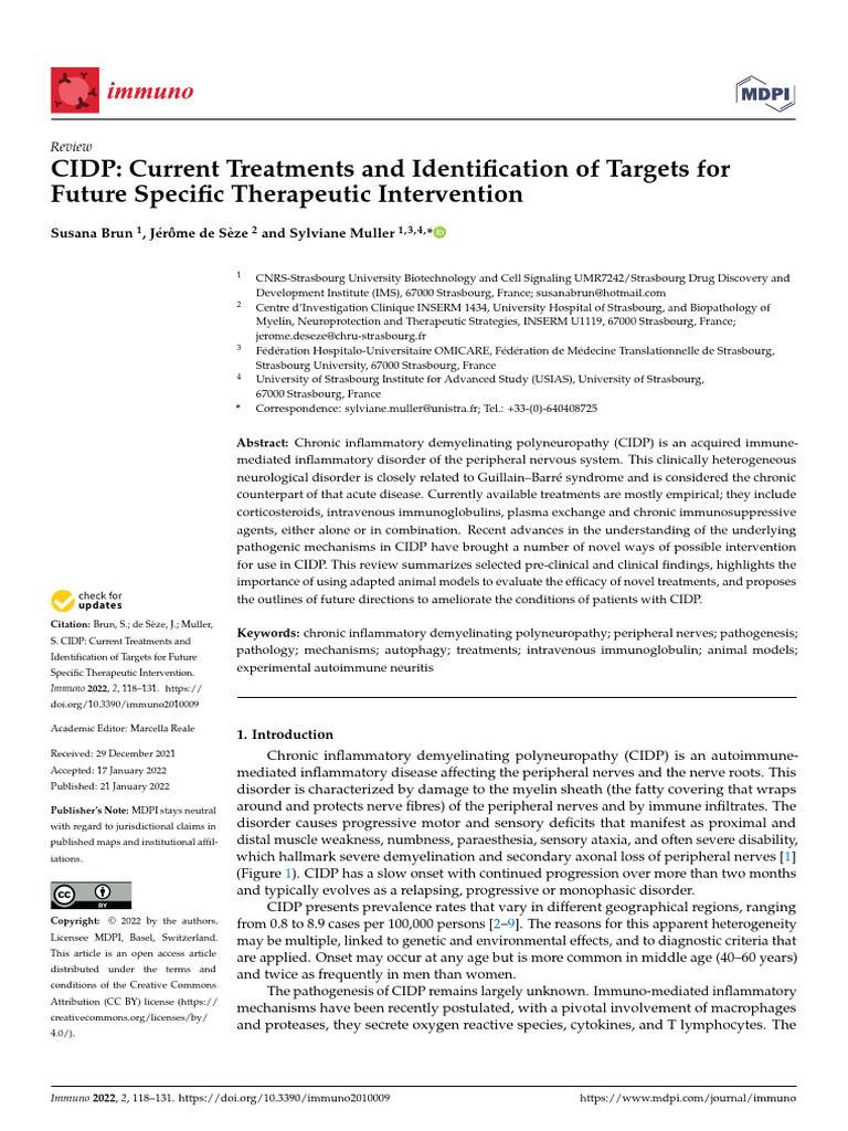 CIDP - Current Treatments and Identification of Targets For Future ...