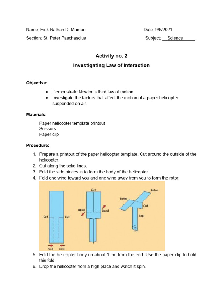 Activity#3-Investigating Law of Interaction - MAMURI | PDF | Force ...