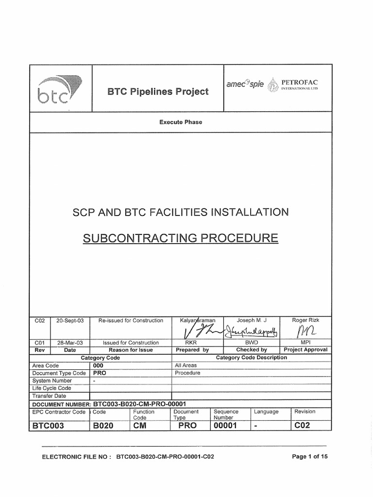 BTC003-B020-CM-PRO-00001-C02 CMS For Subcontracting Procedure | PDF