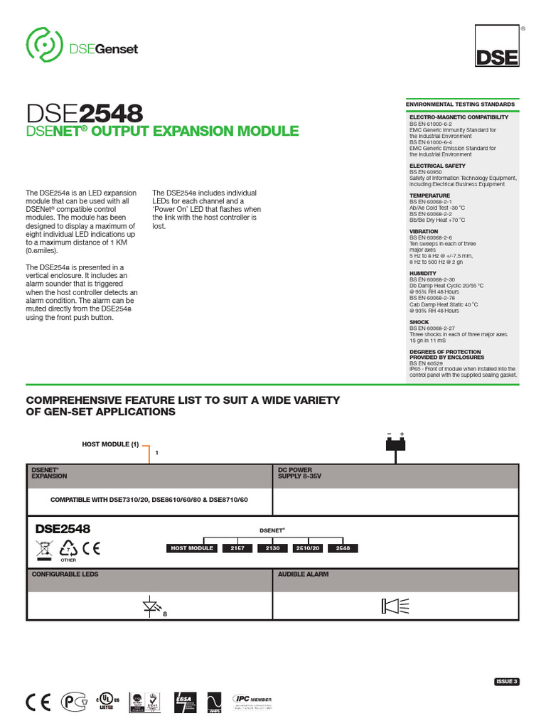 DSE2548 Data Sheet | PDF | Electromagnetic Compatibility | Light Emitting Diode