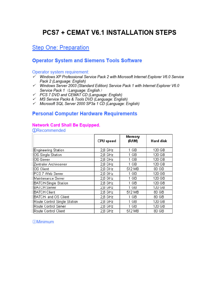 PCS7 and Cemat Installation Specification | PDF | Windows Xp | Microsoft Windows