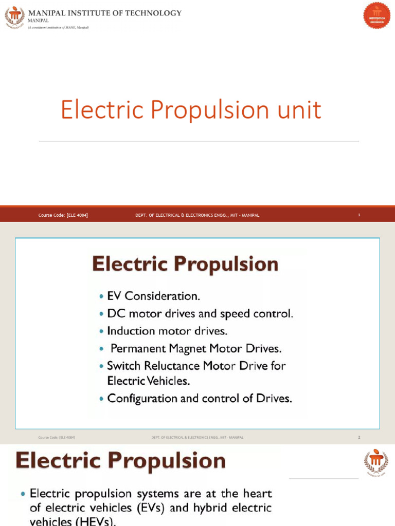 Electric Propulsion Unit Overview | PDF | Electrical Components ...