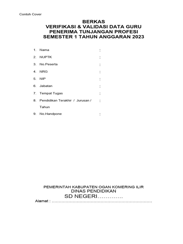 Contoh Cover Absensi Siswa Kelas 5B | PDF