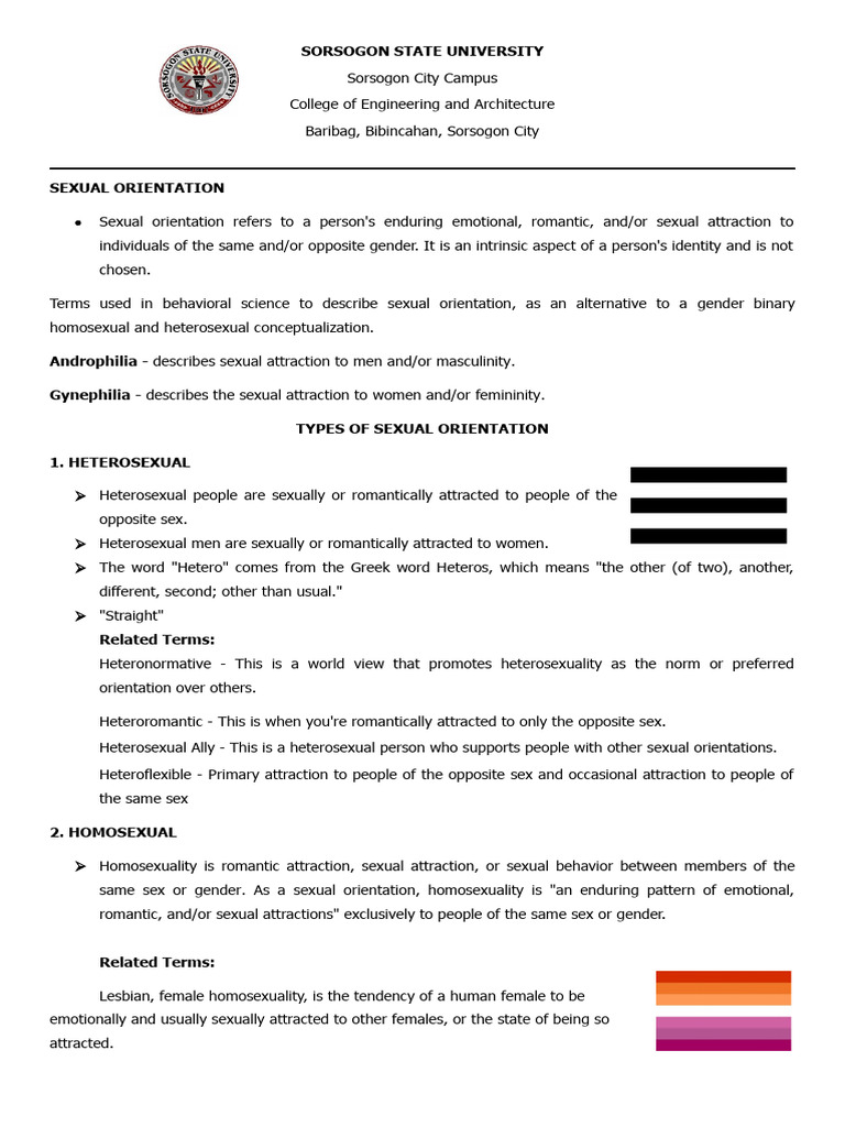 Handouts Sexual Orientation 1 | PDF | Heterosexuality | Sexual Orientation