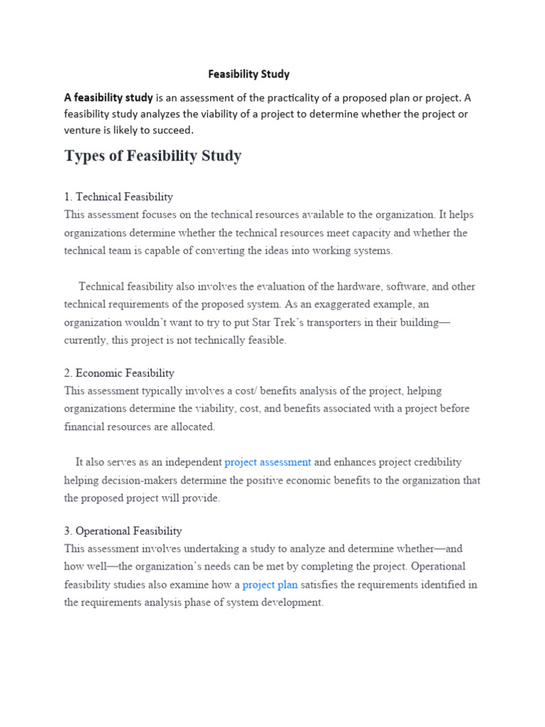 Feasibility Study | PDF | Feasibility Study | Business Economics