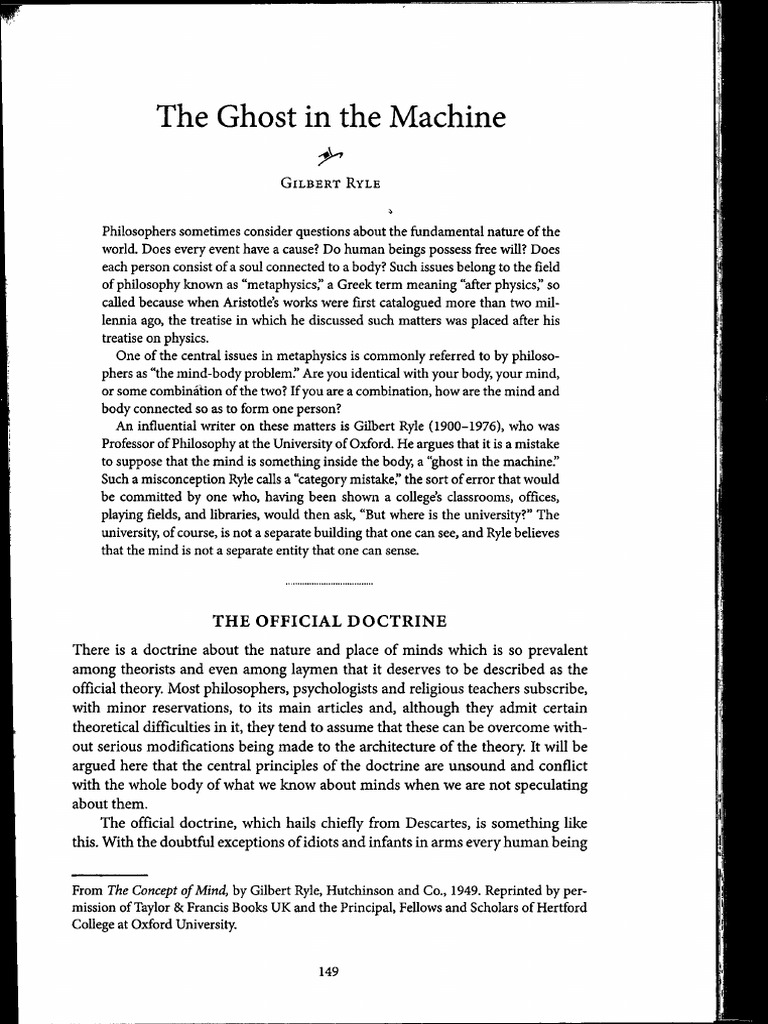 Ryle The Ghost in The Machine | PDF | Mind | Theory Of Mind