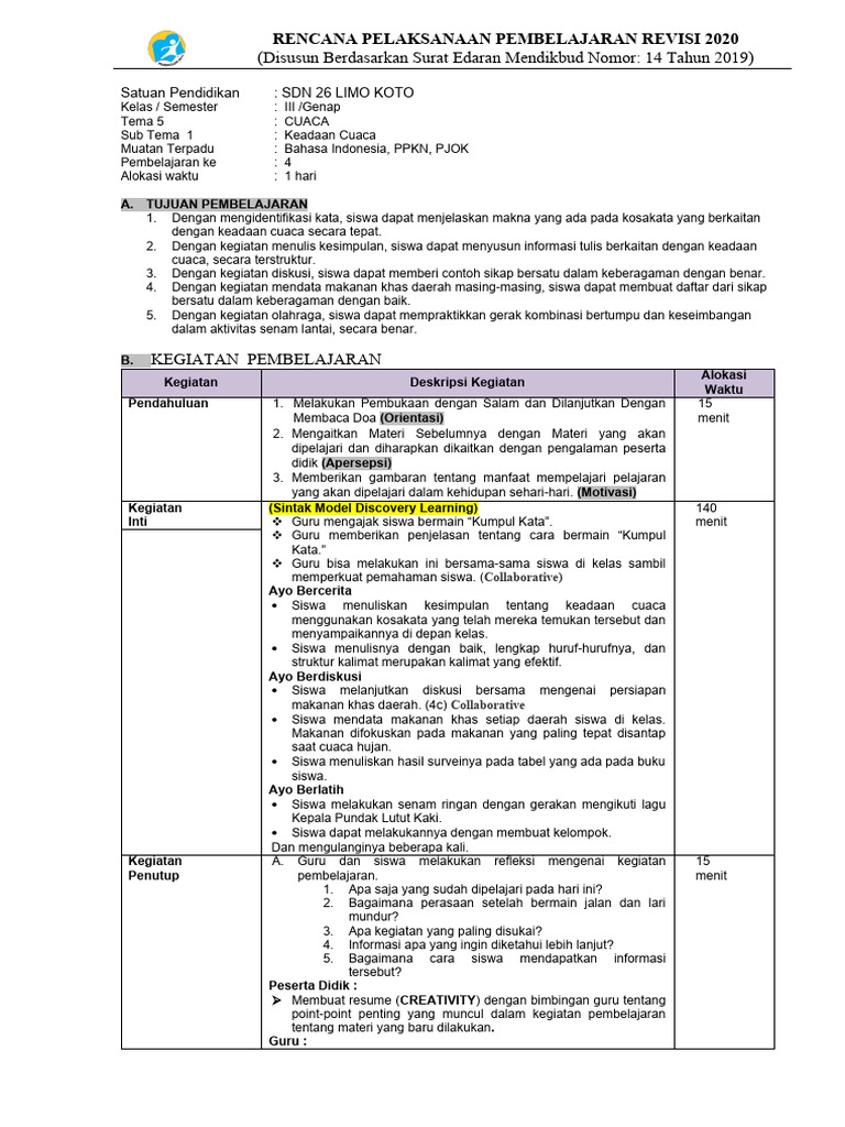 Disusun Berdasarkan Surat Edaran Mendikbud Nomor: 14 Tahun 2019 | PDF