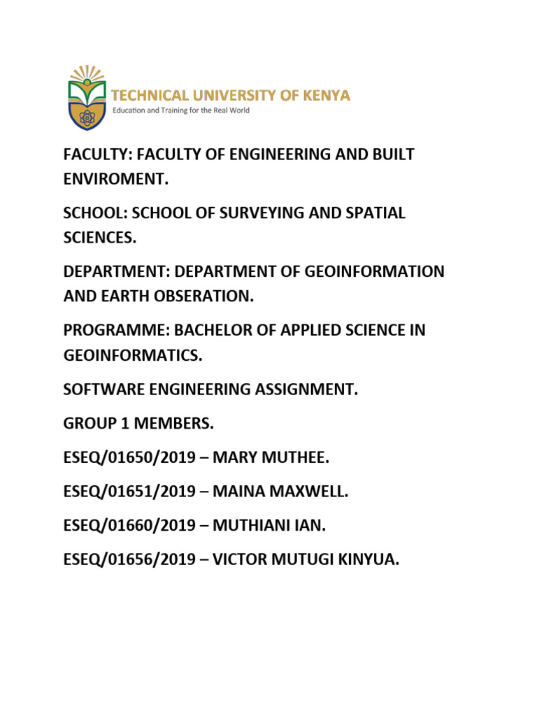 Group 1 Software Engineering Assignment | PDF | Software Engineering ...