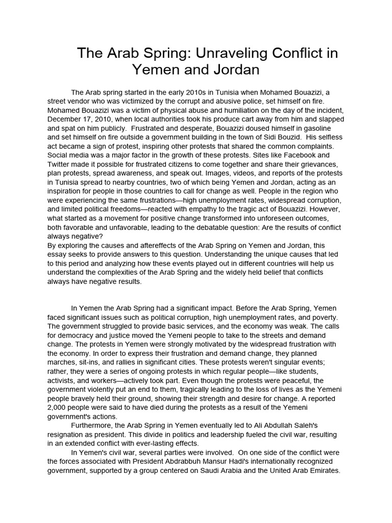 The Arab Spring Essay INS | PDF | Arab Spring | Yemen